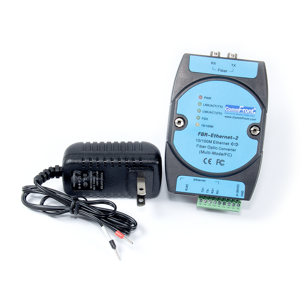 Ethernet to MM/FC Fiber Optic Media Converter (Industrial) – CommFront