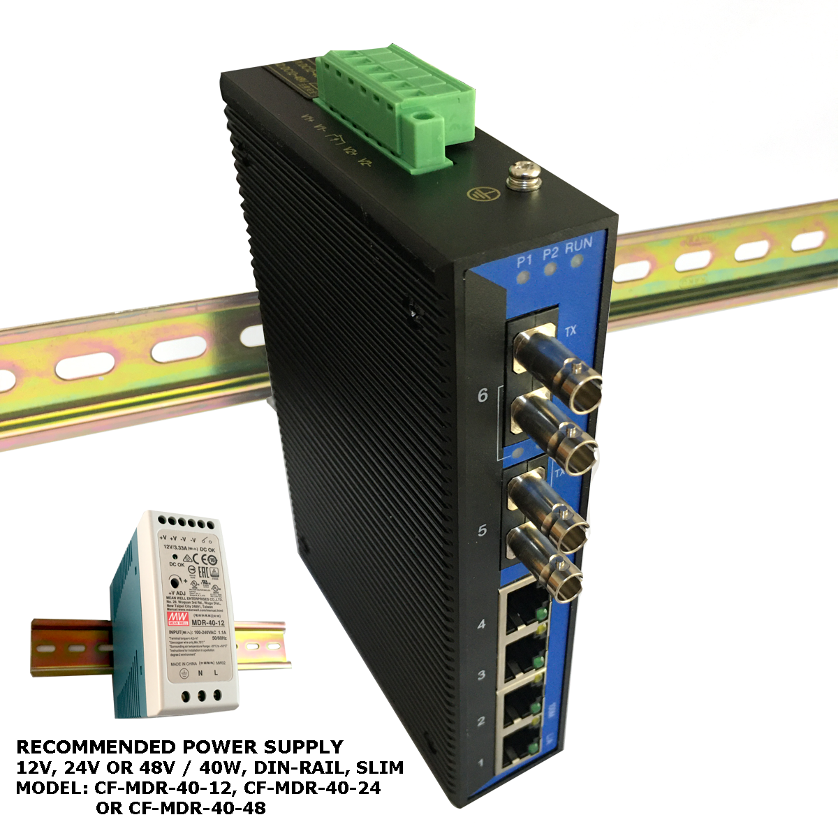 6-Port Unmanaged Ethernet Switch / Daisy-Chain and Star Fiber Optic Co ...